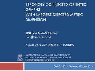 Directed metric dimension of oriented graphs | PPT