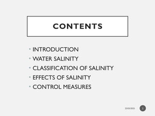Salinty of soil due to ground water interference | PPT