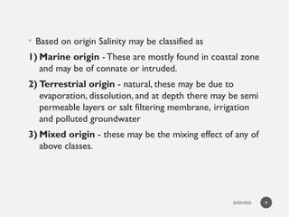 Salinty of soil due to ground water interference | PPTX