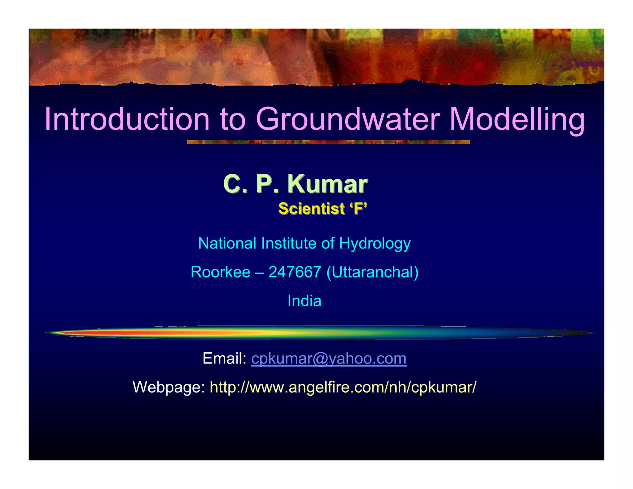 Introduction To Groundwater Modelling Pdf Geology Science