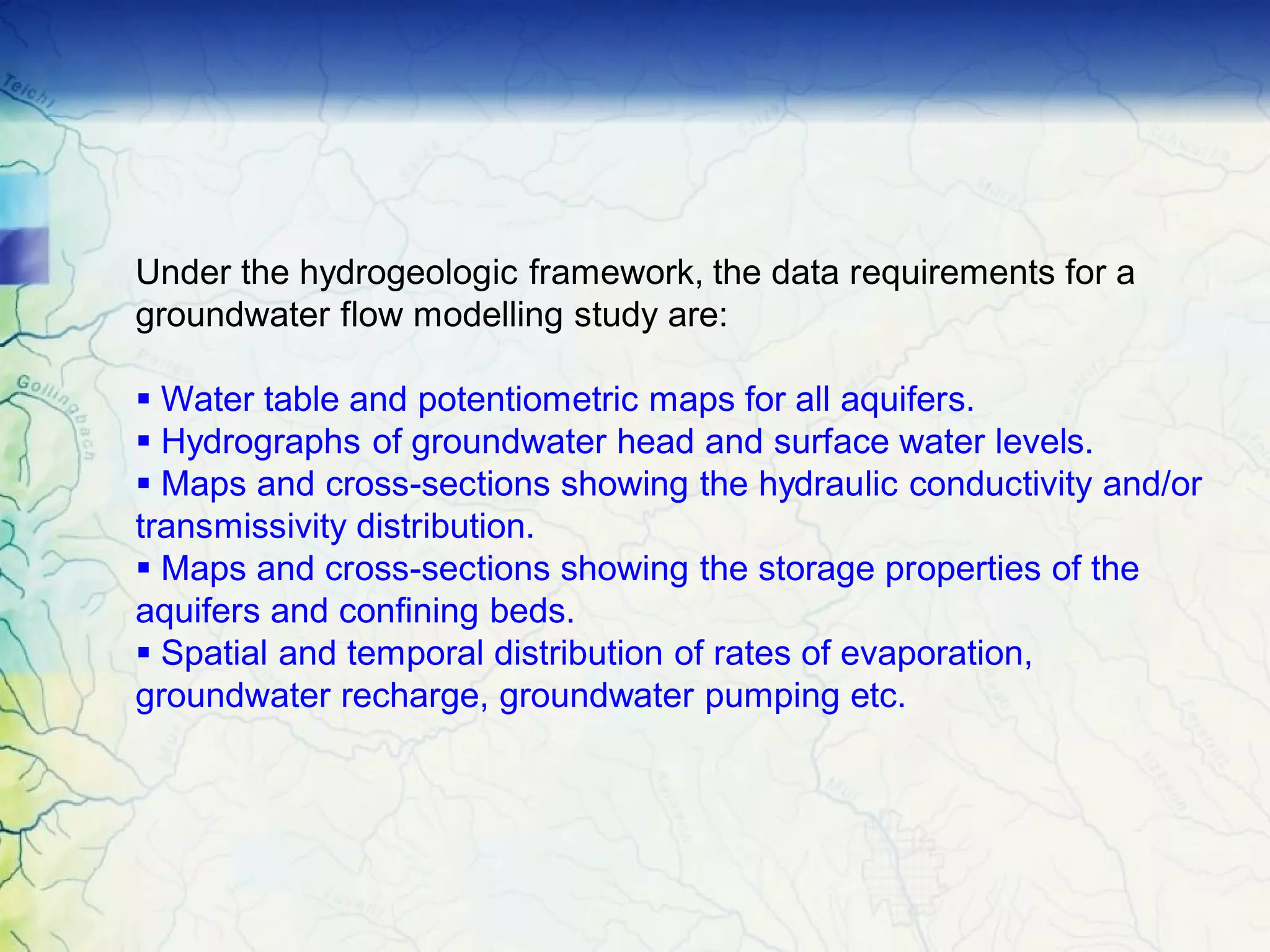 Data Requirements for Groundwater Modelling | PDF