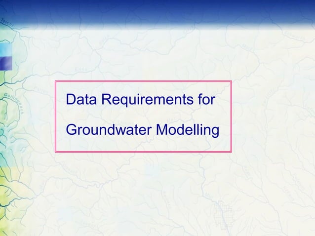 Data Requirements for Groundwater Modelling | PDF