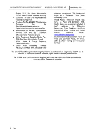 Issues and Problems of Groundwater Resources in Ethiopia: A Case from Dire Dawa Administration | PDF