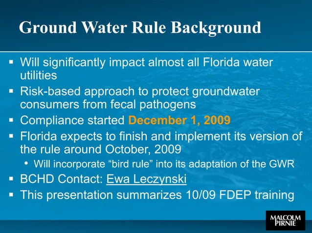 Ground Water Rule Update | PPTX