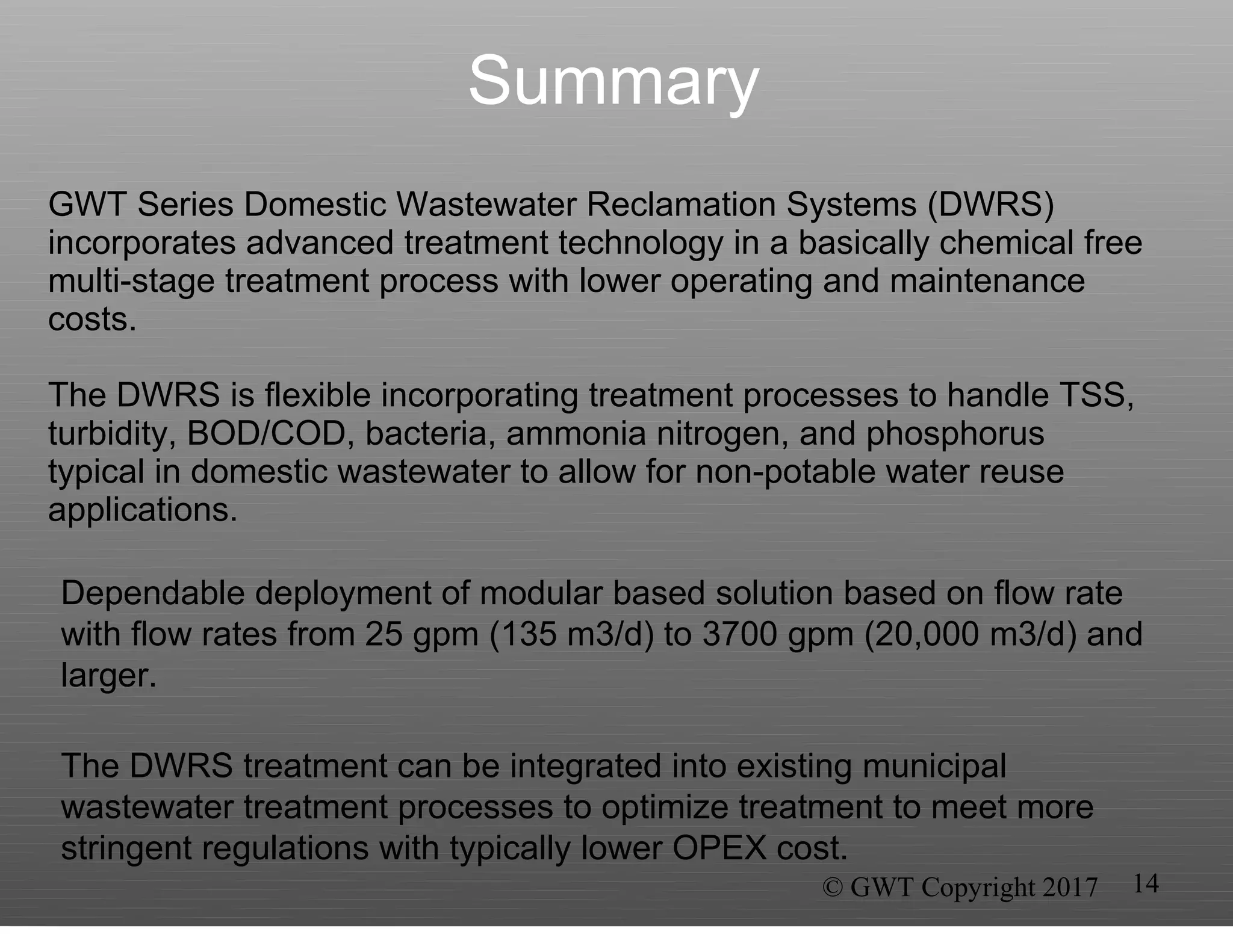 GWT Domestic Wastewater Reuse System | PDF