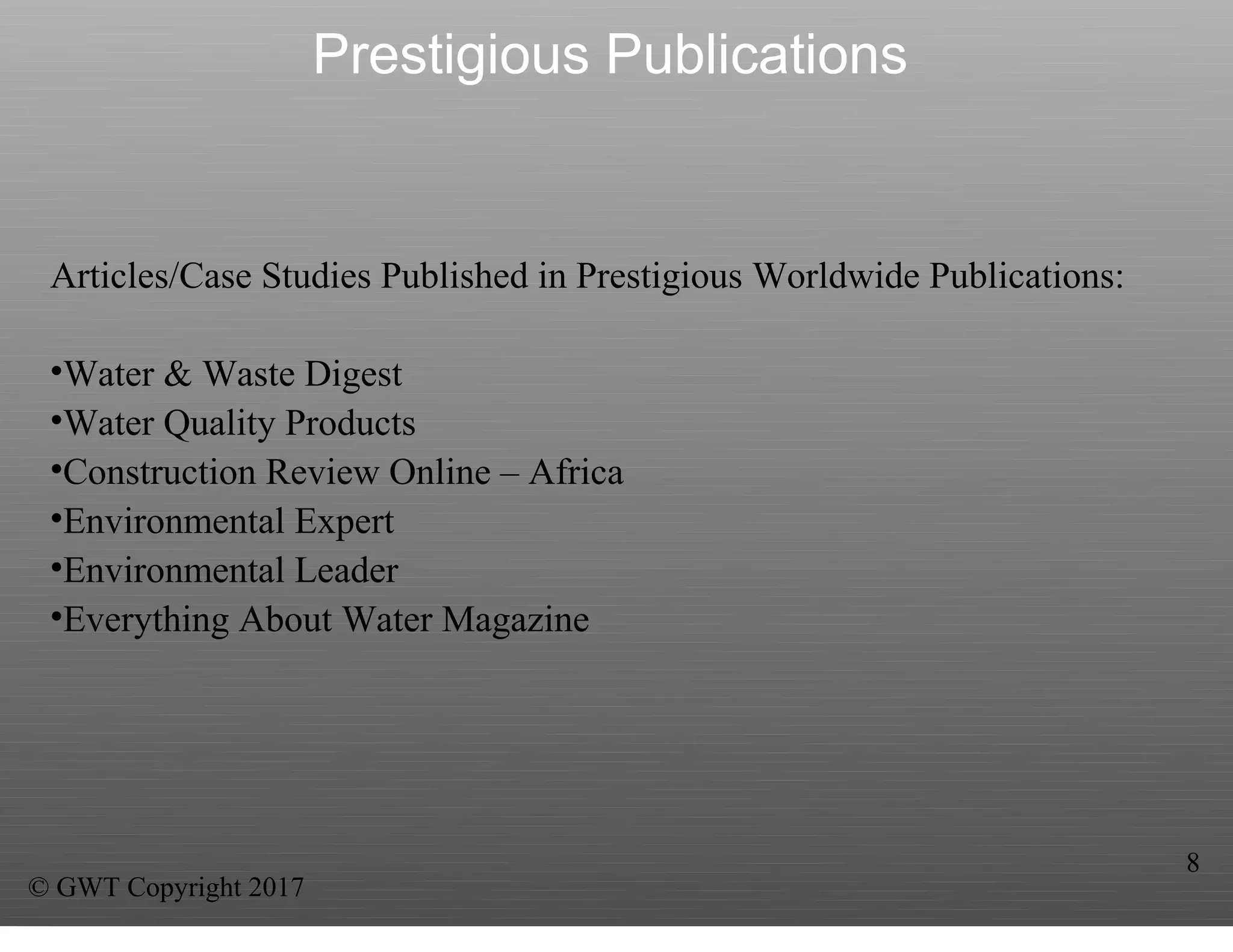 GWT Domestic Wastewater Reuse System | PDF