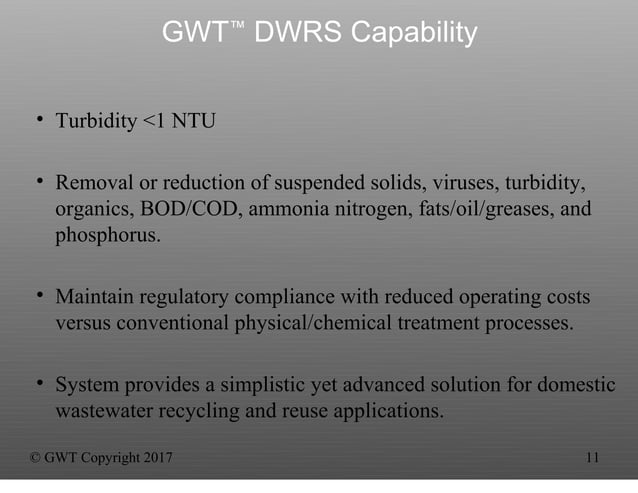 GWT Domestic Wastewater Reuse System | PPT