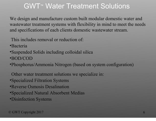 GWT Domestic Wastewater Reuse System | PPT
