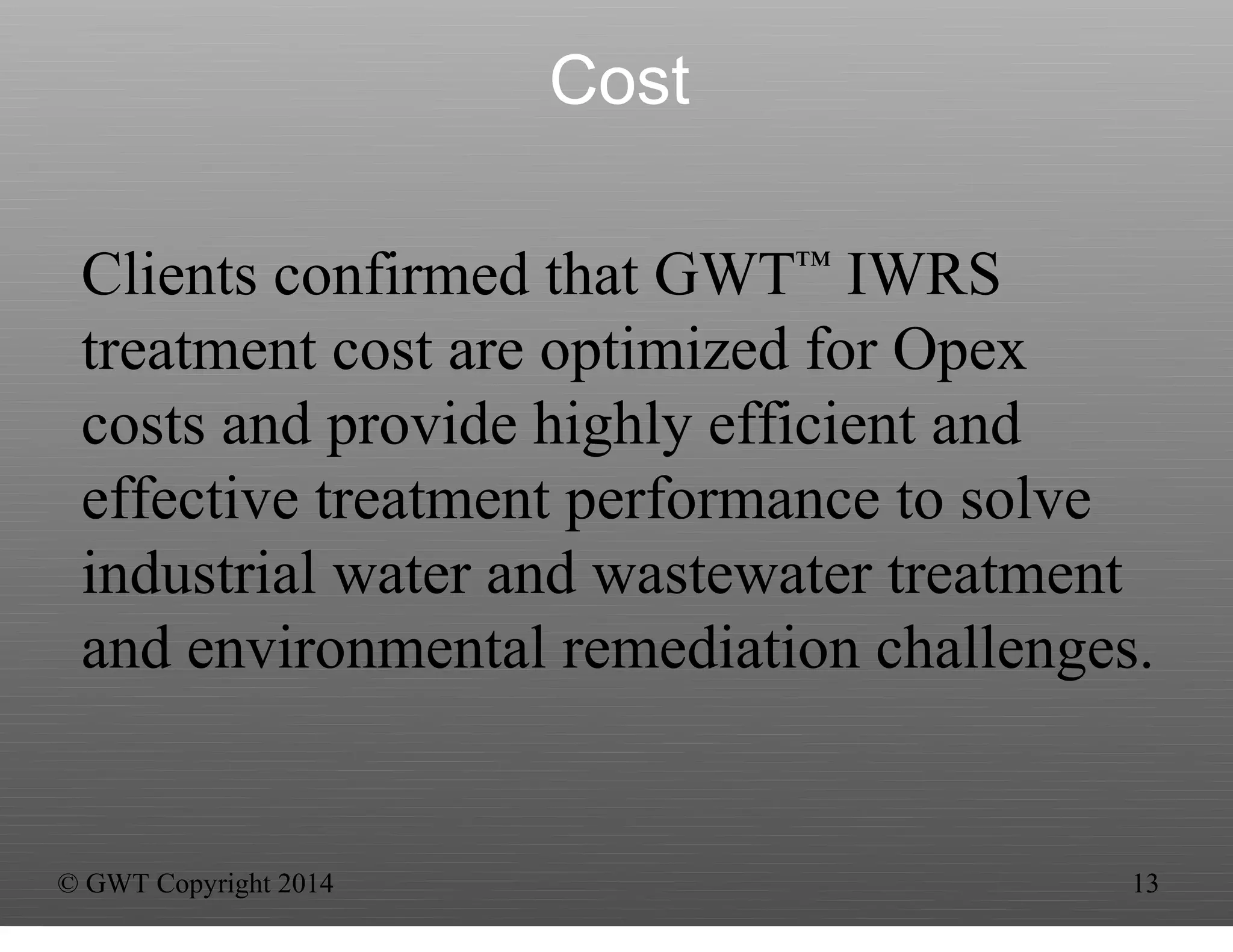 GWT IWRS Industrial Wastewater Reuse System | PPT