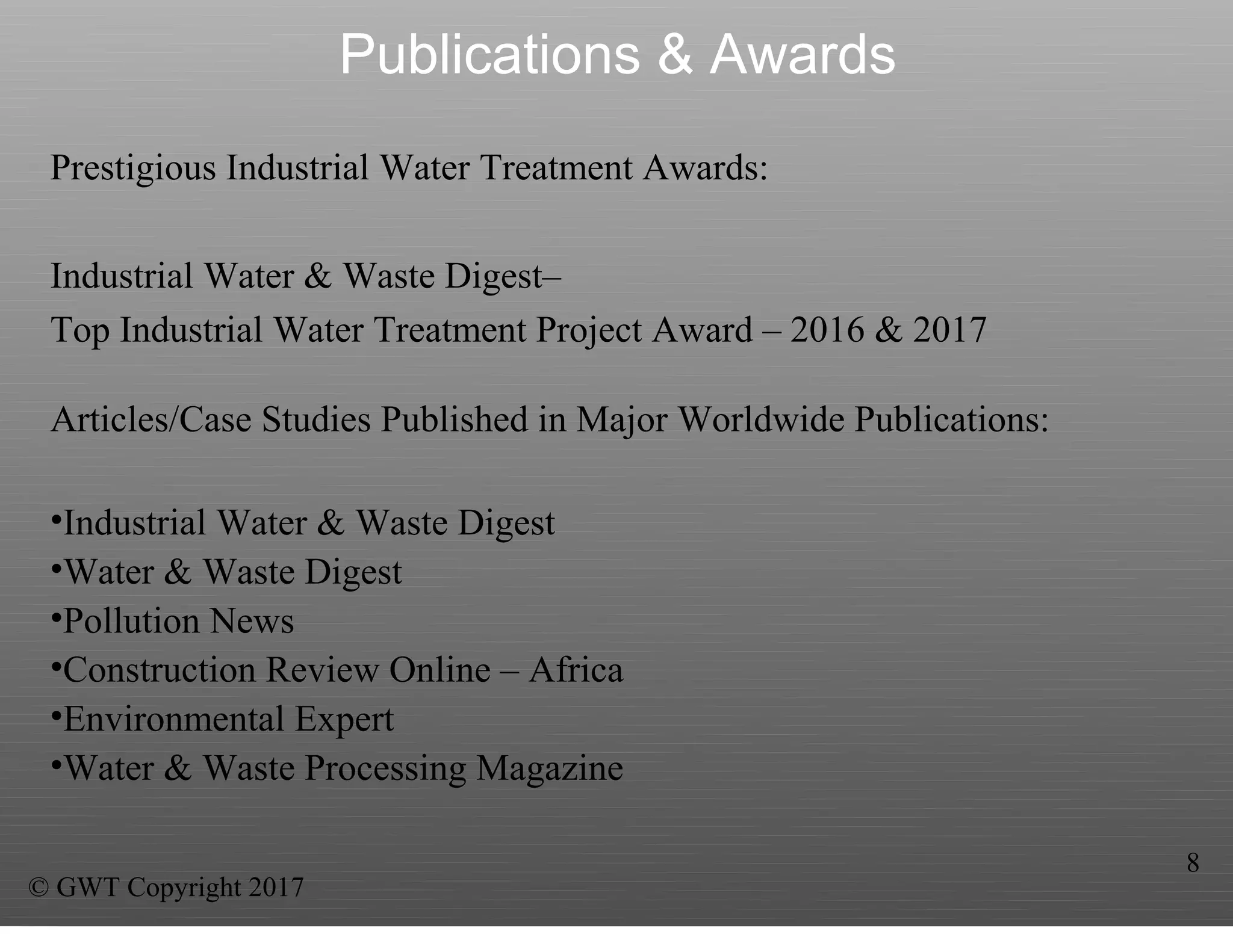 GWT IWRS Industrial Wastewater Reuse System | PPT