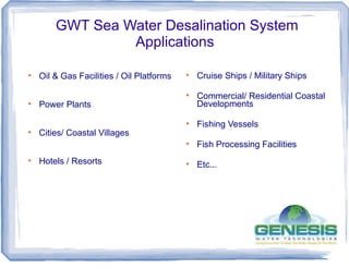 Reverse Osmosis Sea water Desalination System Presentation - Genesis ...