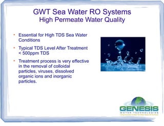 Reverse Osmosis Sea water Desalination System Presentation - Genesis ...