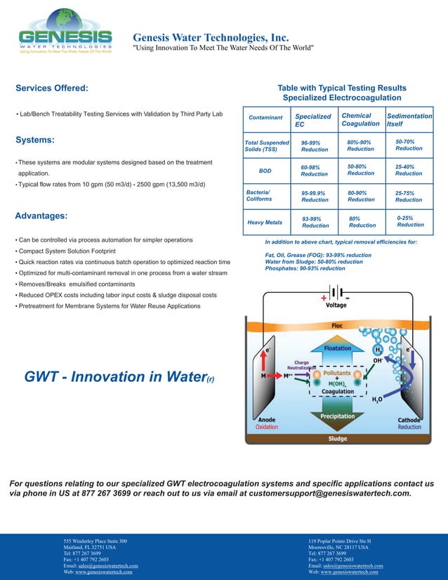 GWT Specialized Electrocoagulation Systems Specification Sheet | PDF