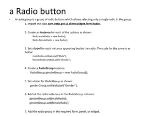 GWT Widgets | PPTX | Programming Languages | Computing