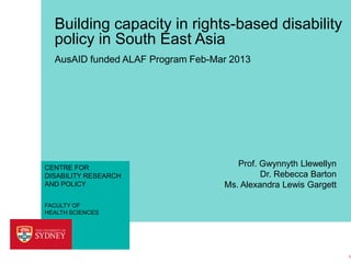 Gwynnyth Llewellyn Building capacity in rights-based disability | PPT