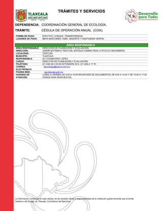 Cedula de operación anual coa | PDF