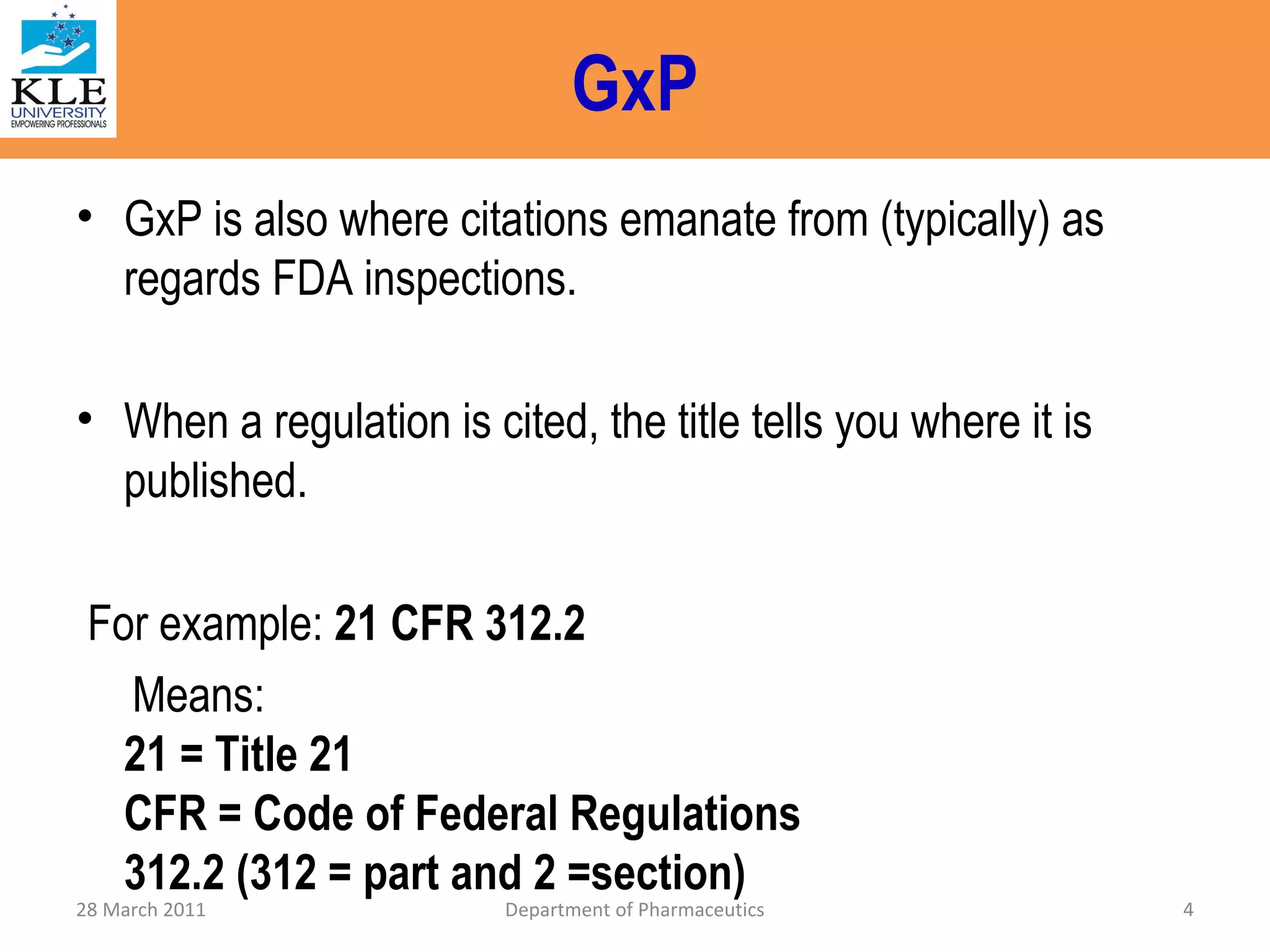 GxP and cGxP in Bio/Pharmaceutical Industry | PPT
