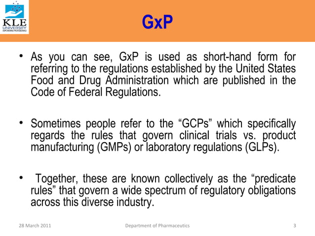 GxP and cGxP in Bio/Pharmaceutical Industry | PPT