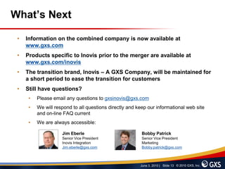 GXS and Inovis merger closing | PDF