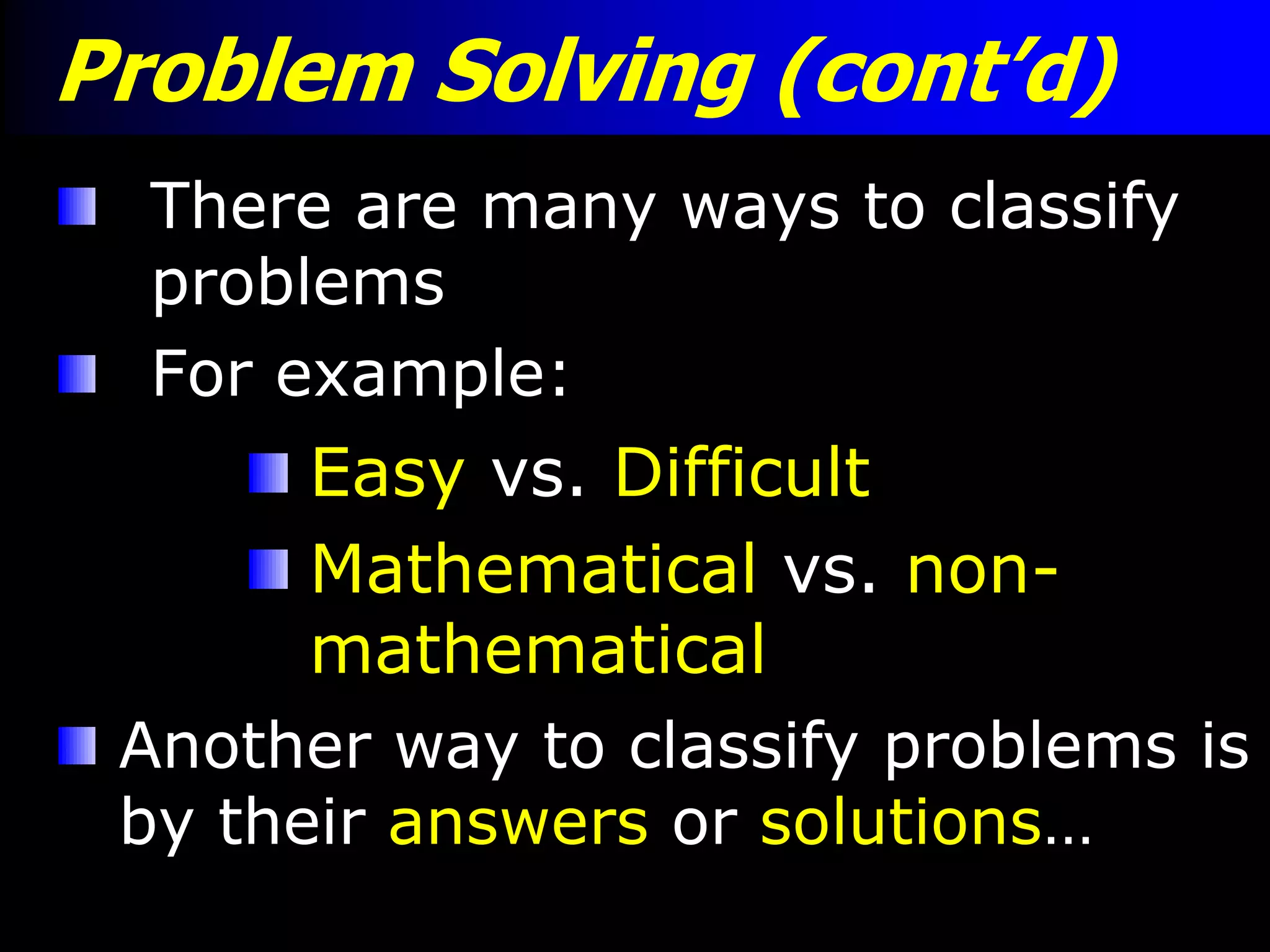 Problem Solving (Lecture) | PPTX | Sports