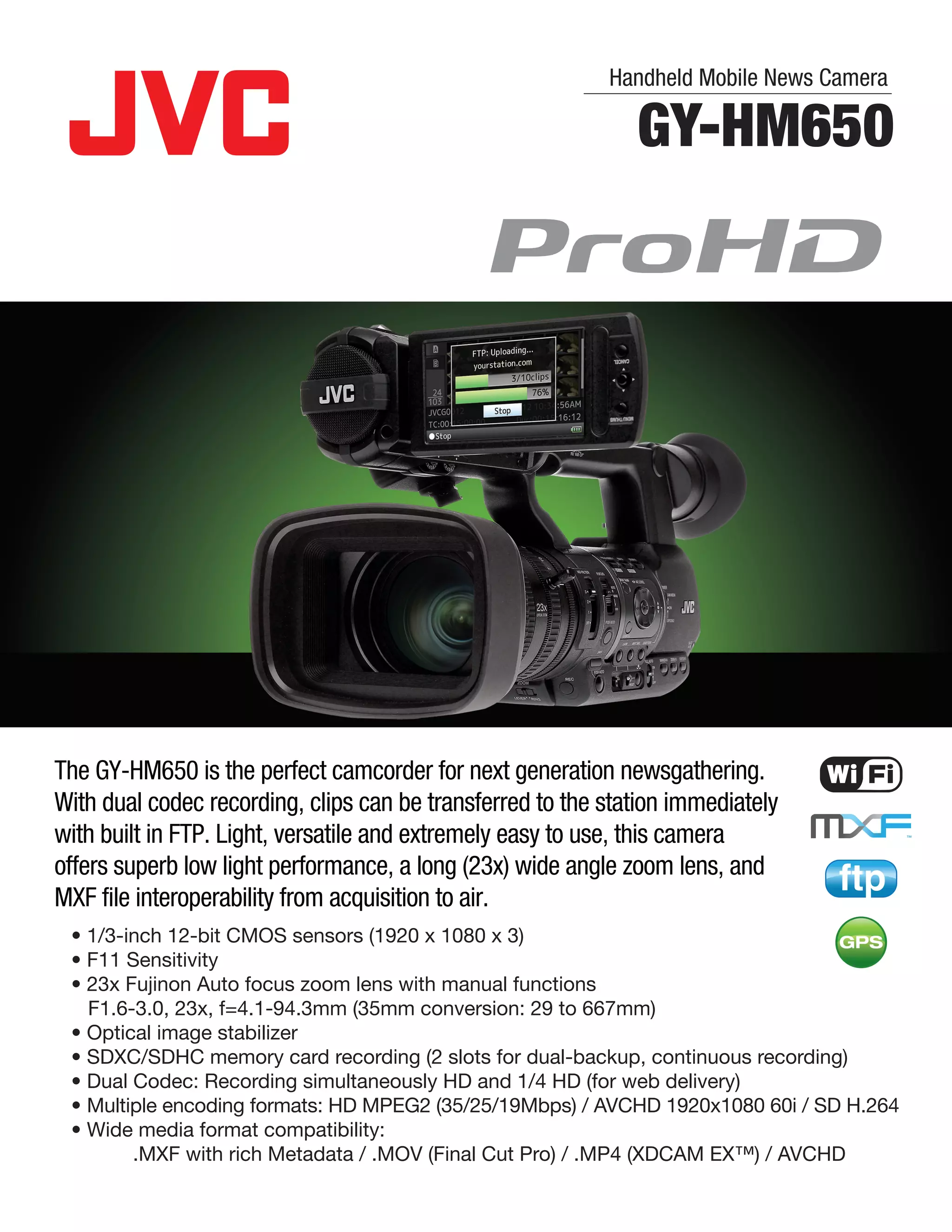 JVC GY-HM650 | PDF | Cameras and Camcorders | Consumer Electronics
