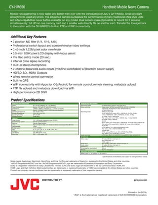 JVC GY-HM650 | PDF | Cameras and Camcorders | Consumer Electronics