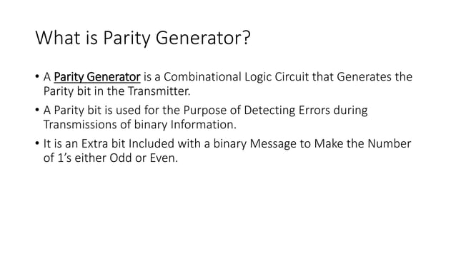 Parity Generator and Parity Checker | PPTX