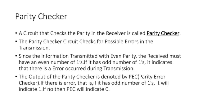 Parity Generator and Parity Checker | PPTX