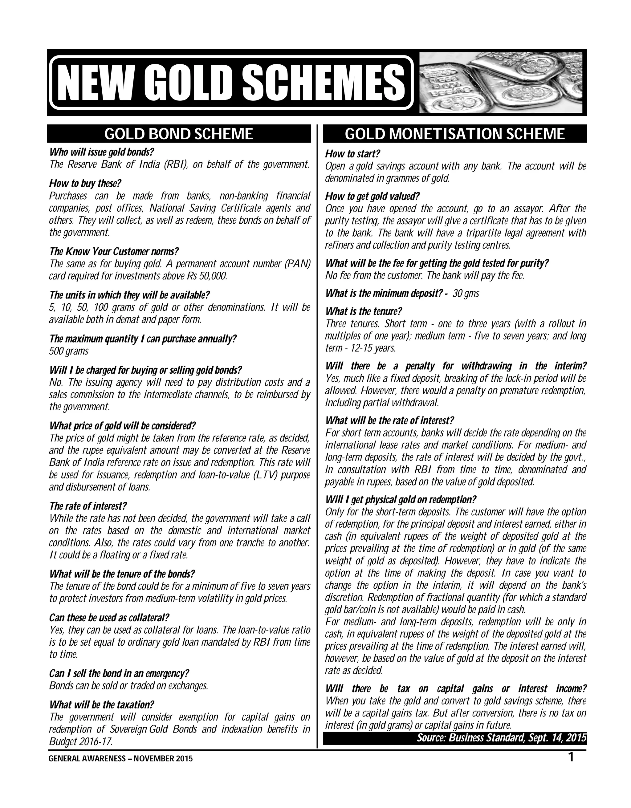 Gyanm general awareness_monthly_issue_november_2015 | PDF