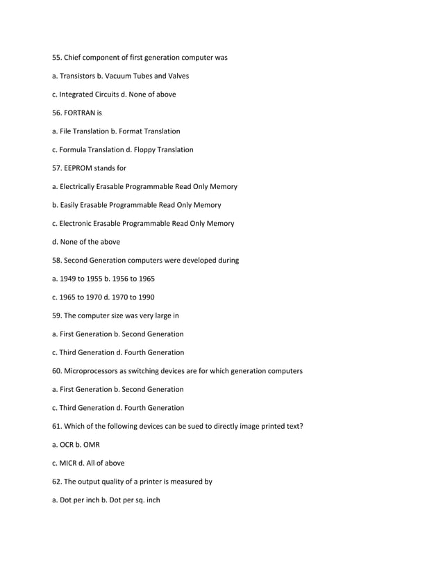 computer fundamental mcq 300 questions | PDF