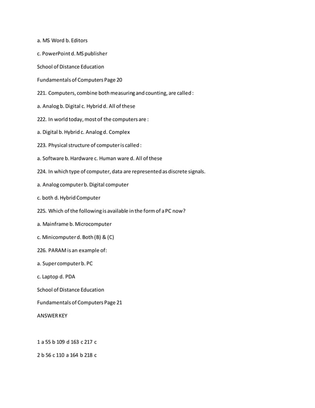 computer fundamental mcq 300 questions | DOCX | Operating Systems | Computer Software and ...