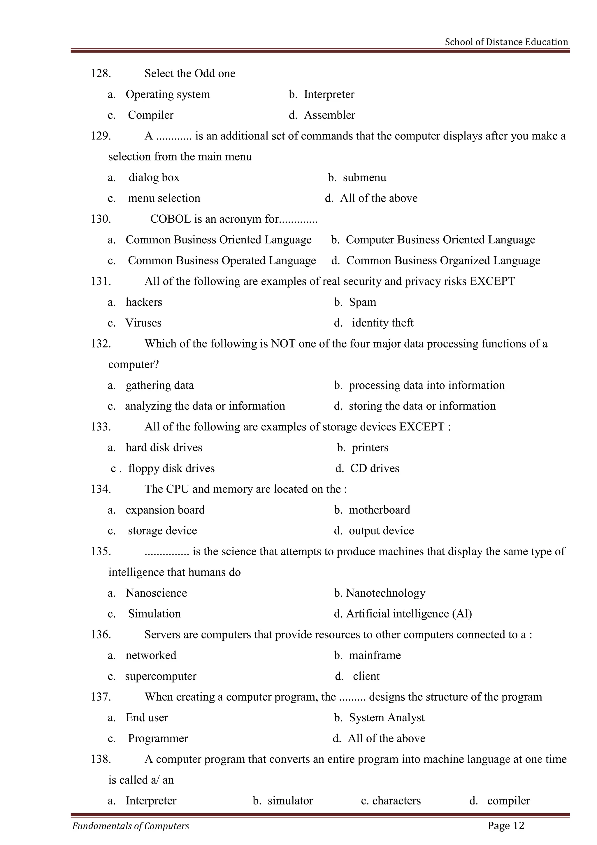 computer fundamental of_computer | PDF | Computing | Technology & Computing