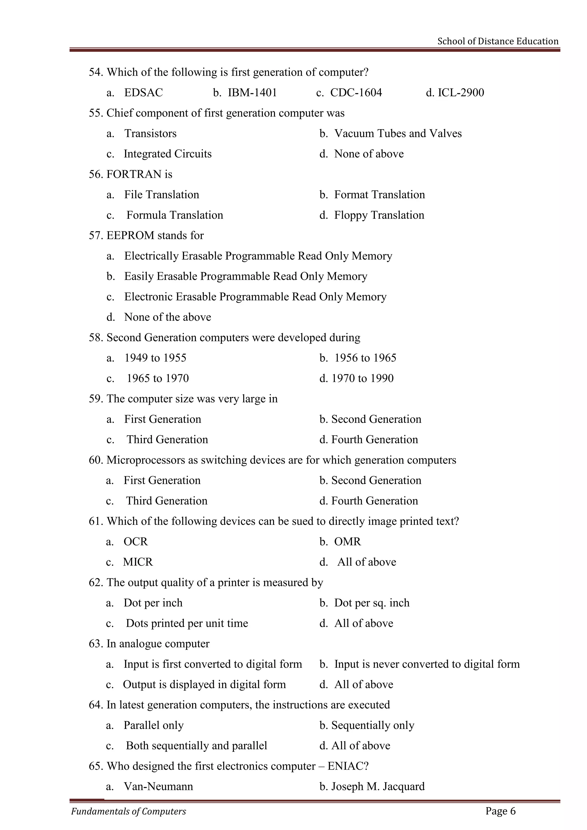 computer fundamental of_computer | PDF | Computing | Technology & Computing