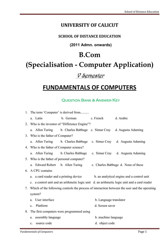 computer fundamental of_computer | PDF | Computing | Technology & Computing