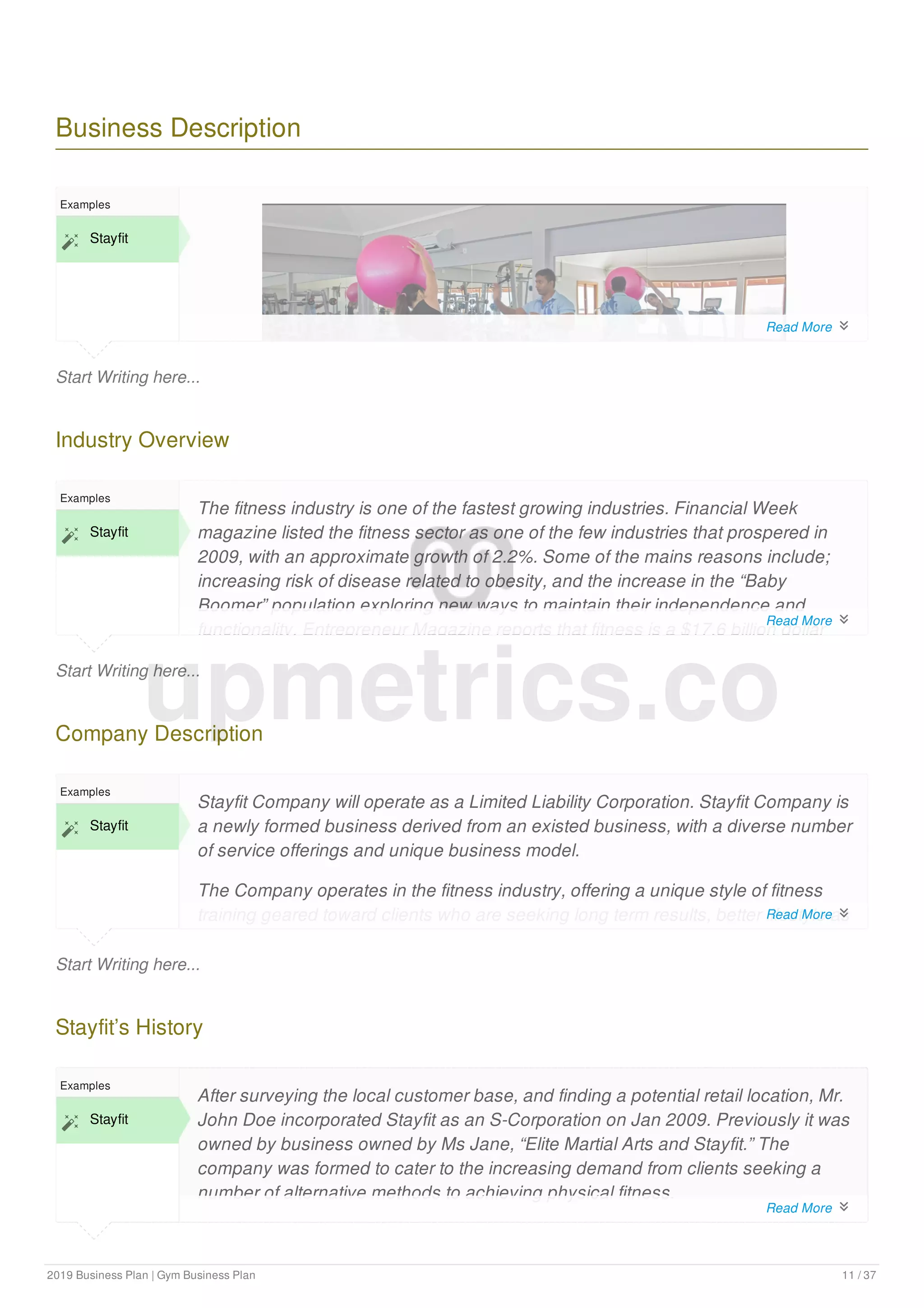 Gym business plan example | PDF