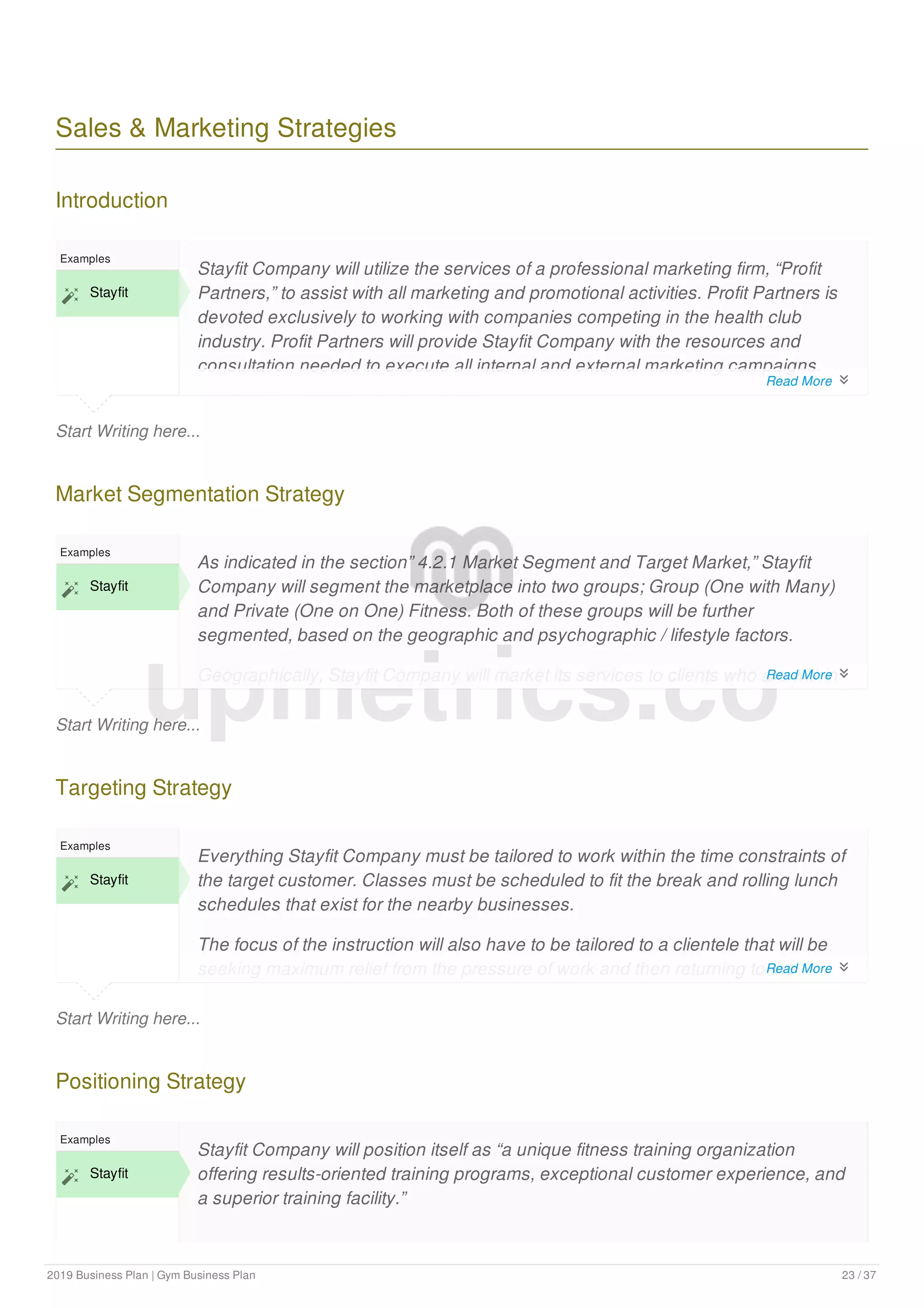 Gym business plan example | PDF