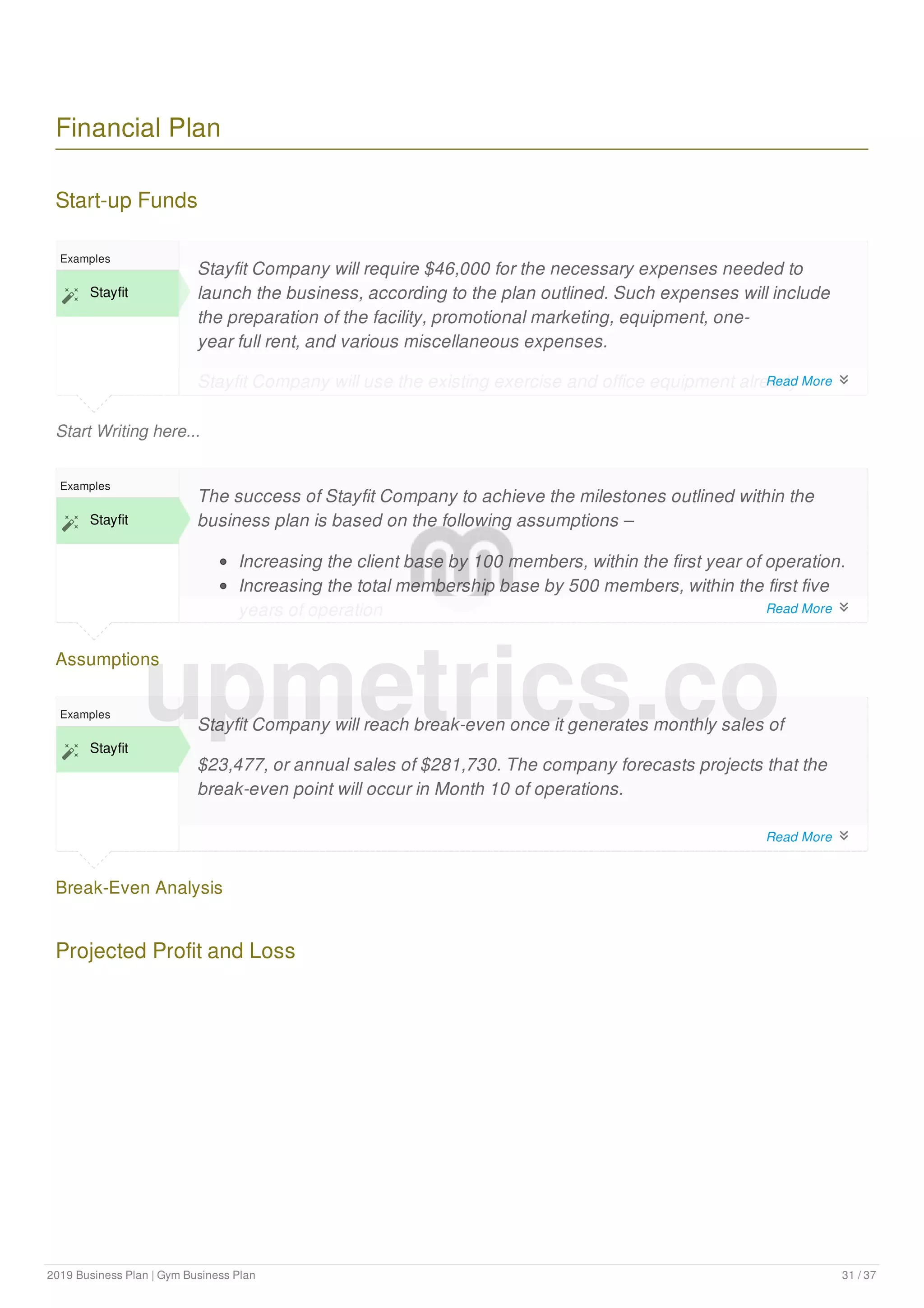 Gym business plan example | PDF