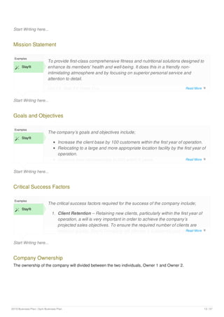 Gym business plan example | PDF