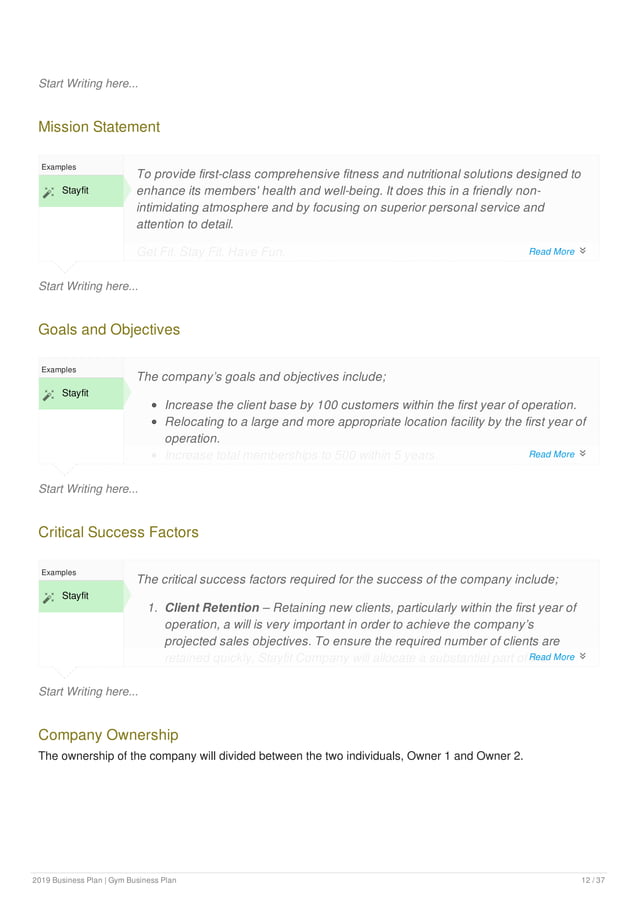 Gym business plan example | PDF | Bodybuilding | Sports