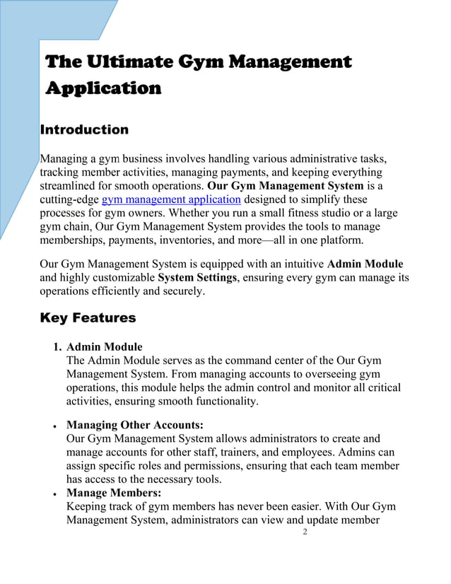 Gym Management System develop by infoskaters | PDF | Fitness and ...