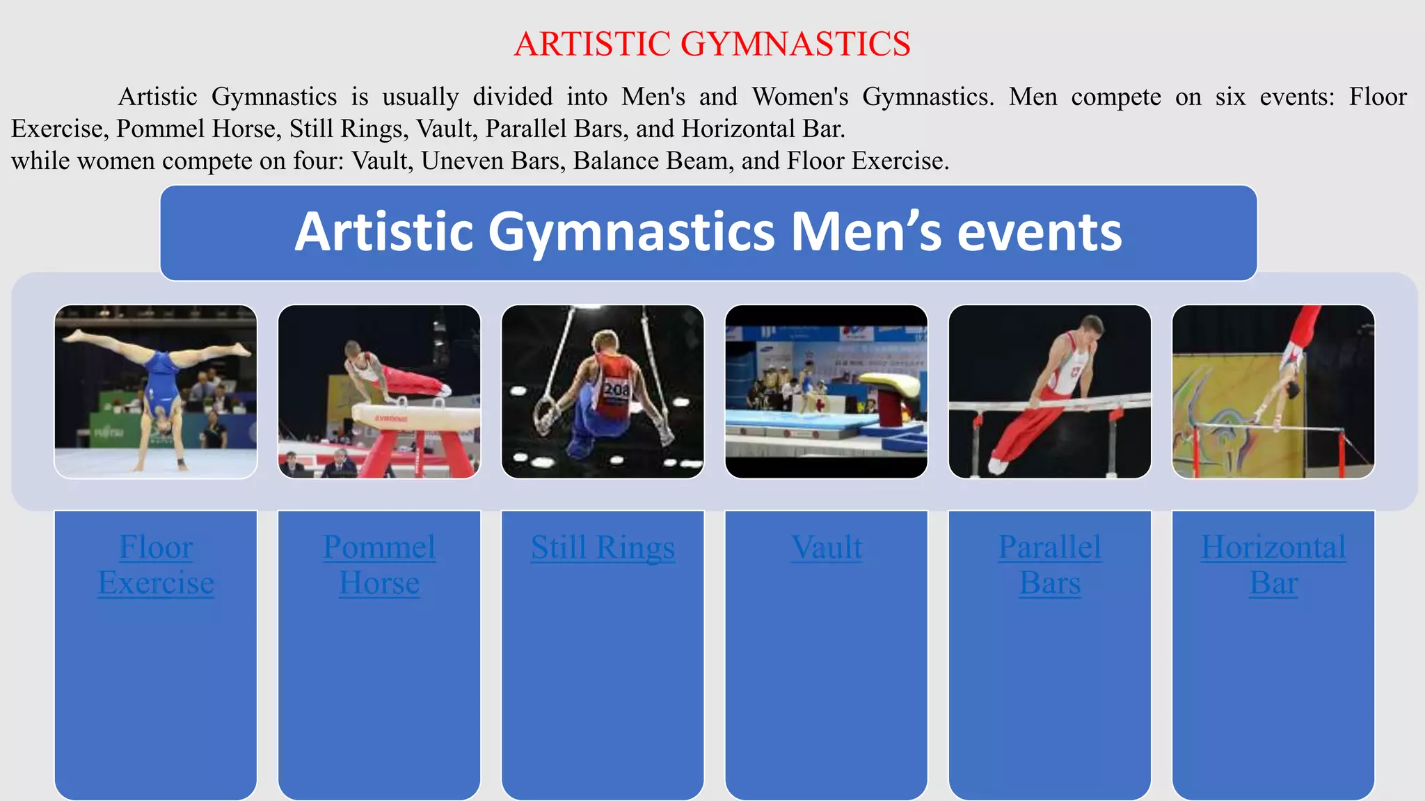 Gymnastics Events & Equipment Dimensions | PPTX