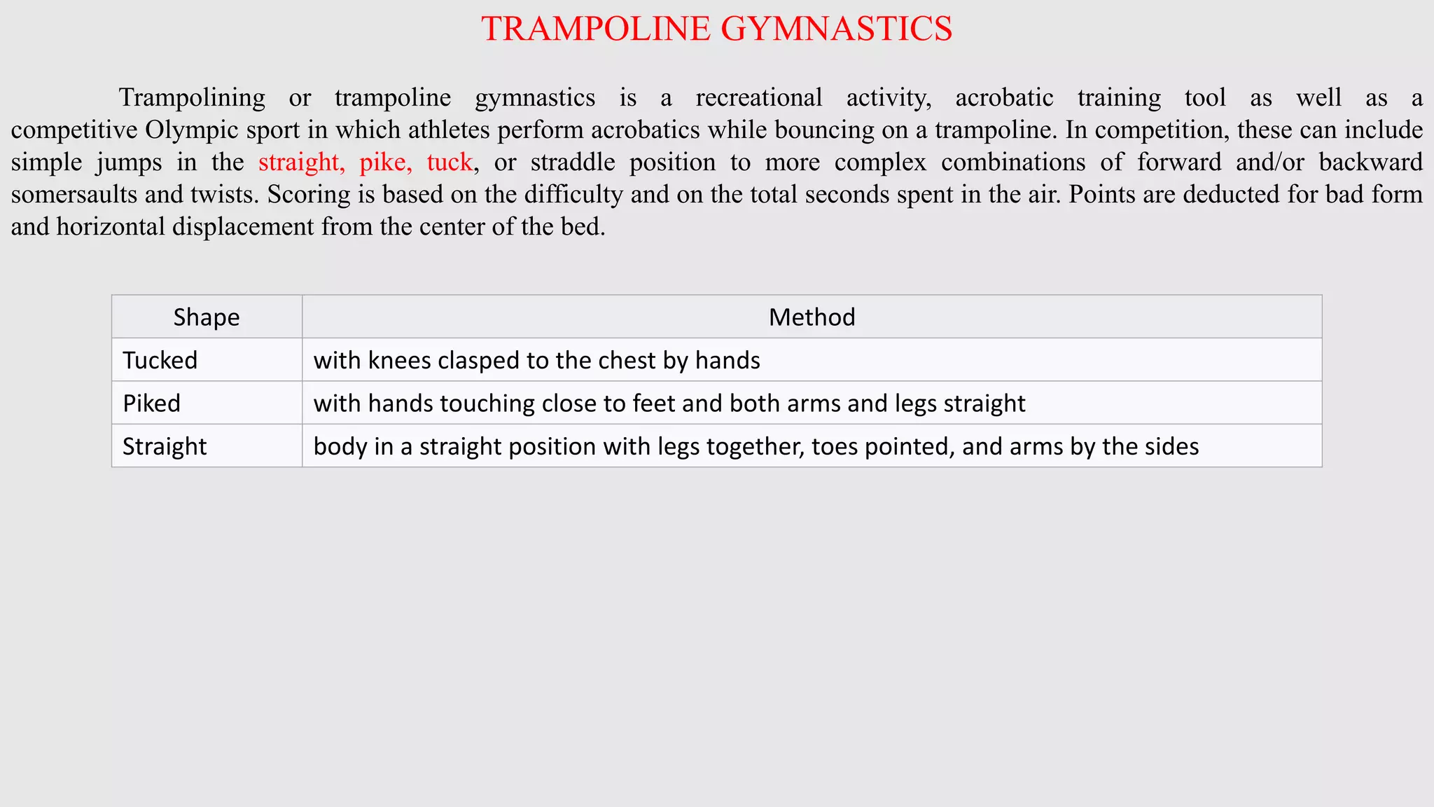 Gymnastics Events & Equipment Dimensions | PPTX