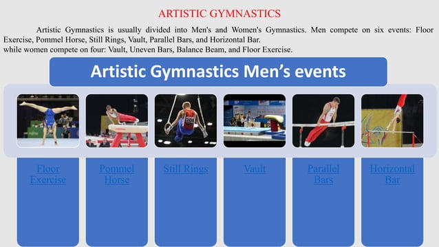 Gymnastics Events & Equipment Dimensions | PPTX | Fitness and Exercise | Healthy Living