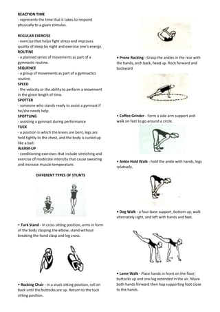 GYMNASTICS Lessons.docx | Participant Sports | Fitness and Exercise