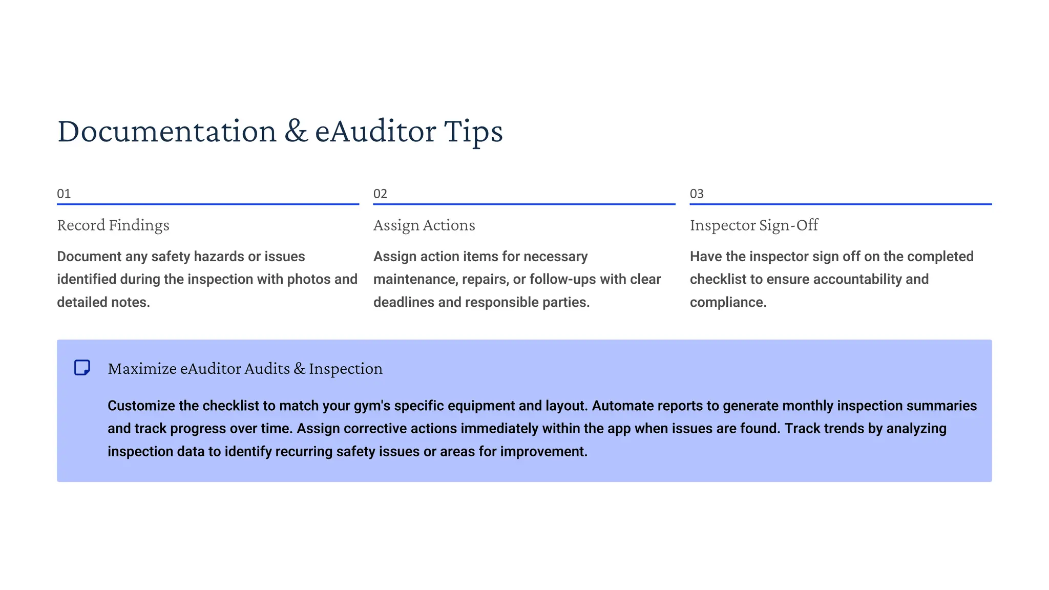 Gym Safety Checklist with eAuditor Audits & Inspections | PDF