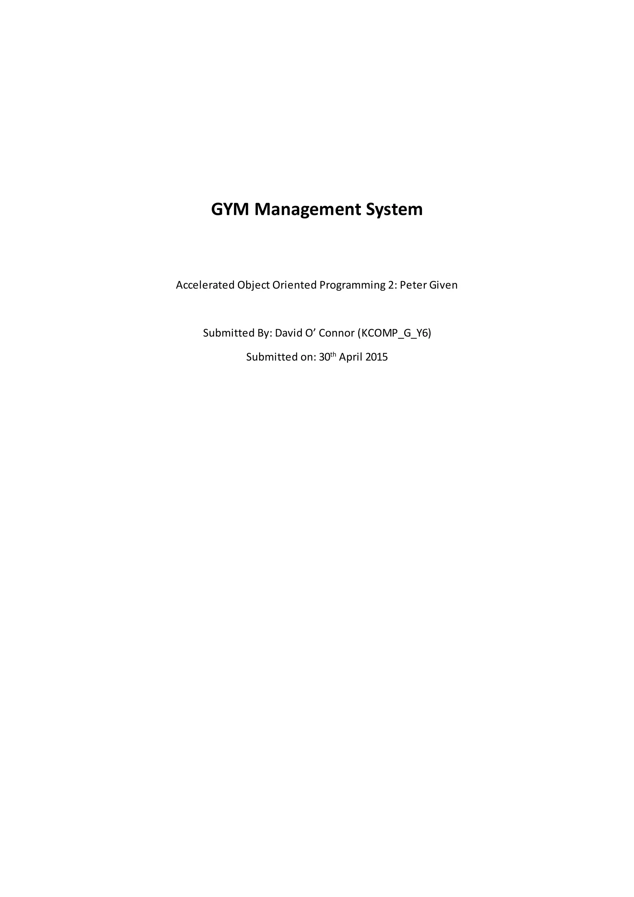 Gym Management System User Manual | DOCX