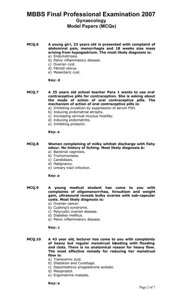 Gynae mcq | PDF | Pregnancy | Reproductive Health