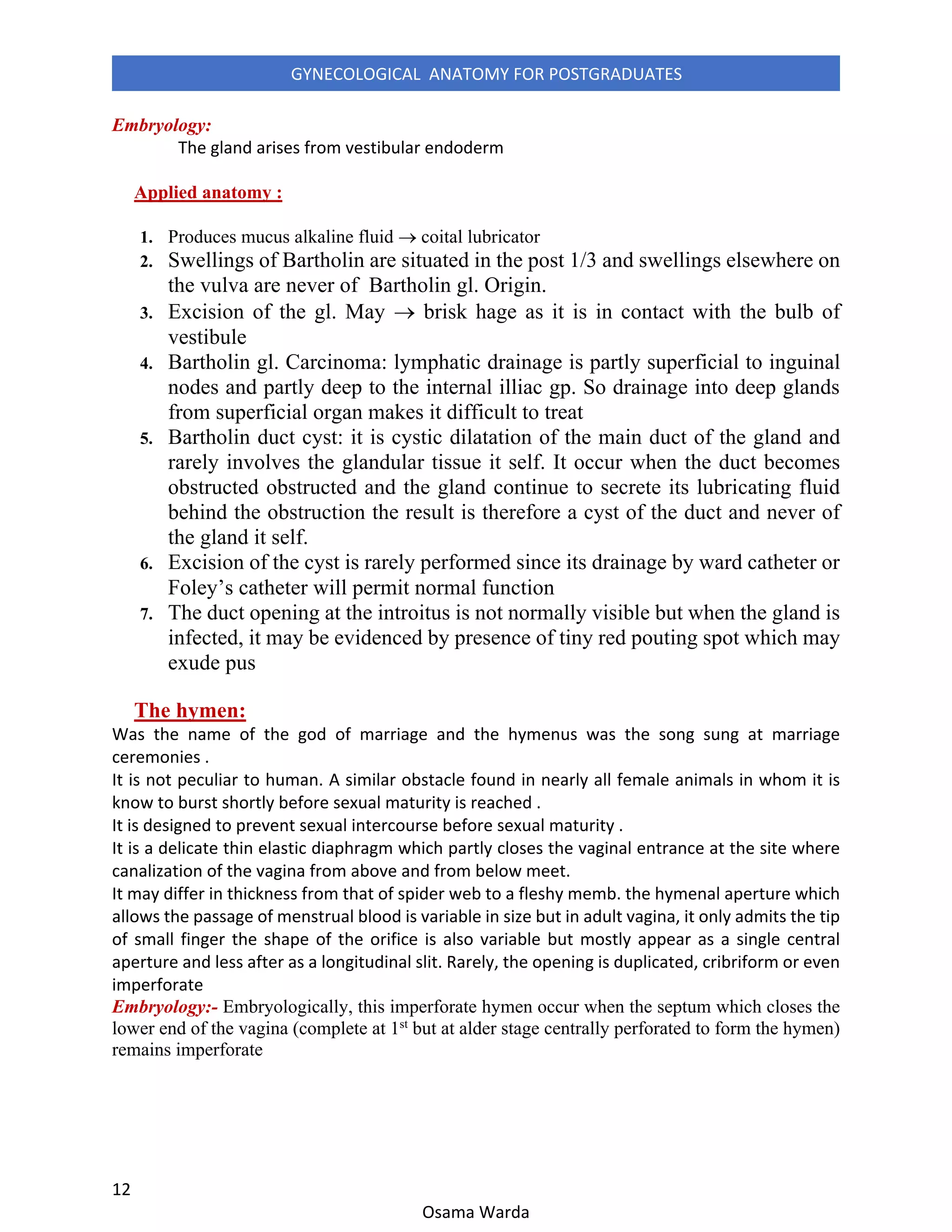 Gynecological anatomy for postgraduates | PDF