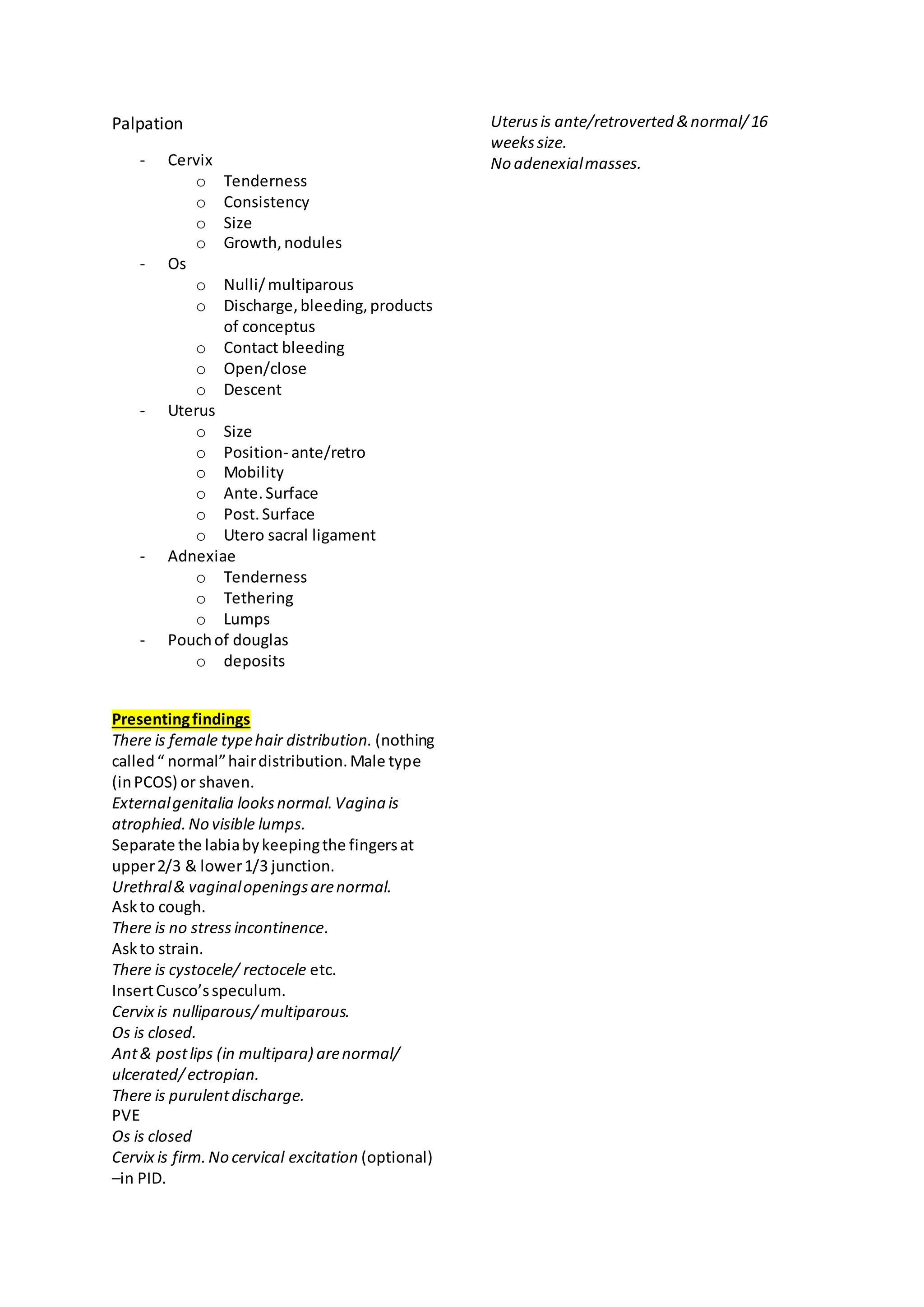 Gynecological clinical interview | DOCX