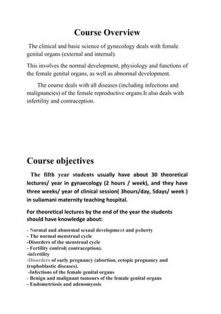 5th year Course Book/Gynecology | DOC